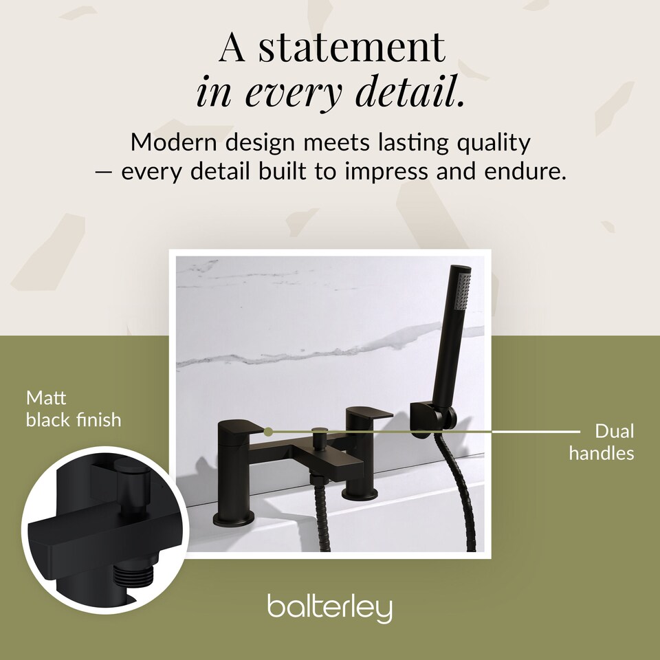 Balterley Contemporary Bath Shower Mixer Tap with Shower Kit ...