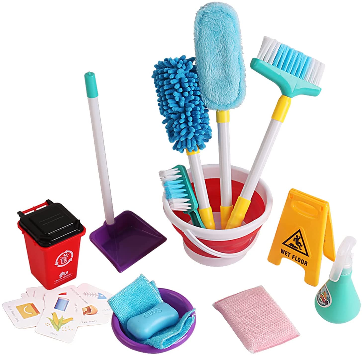 Childrens Cleaning Playset - Realistic Family Cleaning Set for Kids ...
