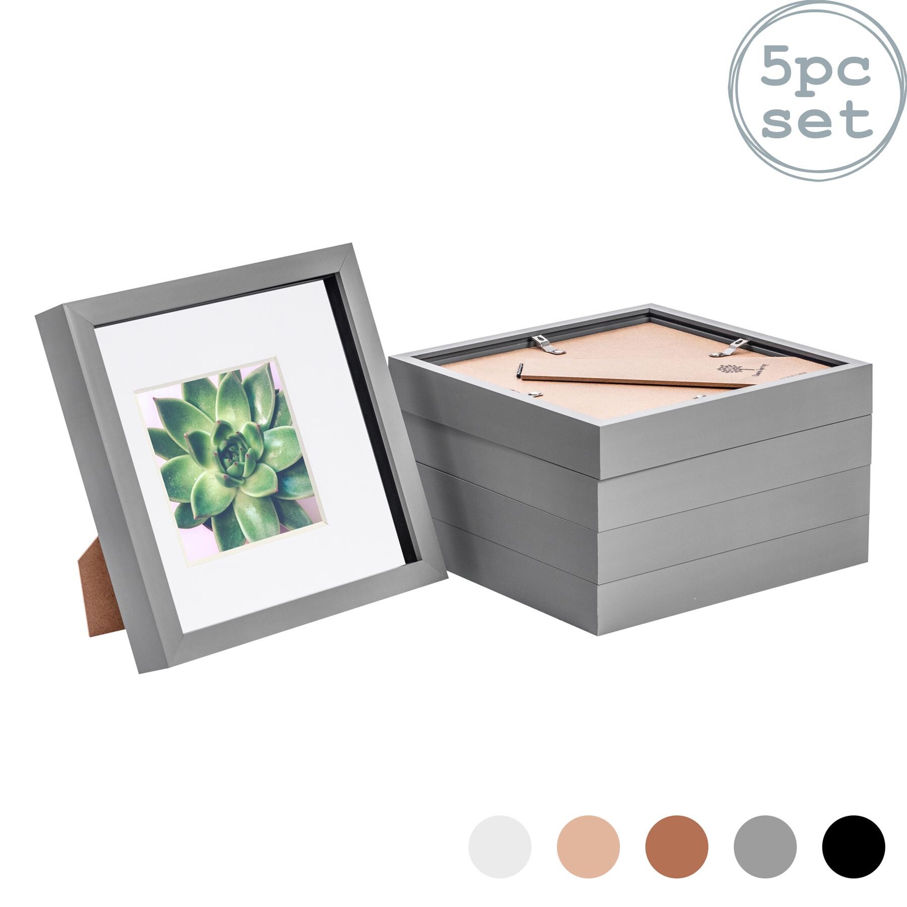 Nicola Spring 8 x 8" Photo Frames - Grey/White Mount - 3D Picture Frame ...