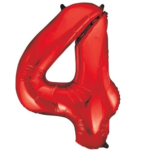 Red Number 4 Helium Foil Giant Balloon 86cm / 34 in - Tesco Groceries