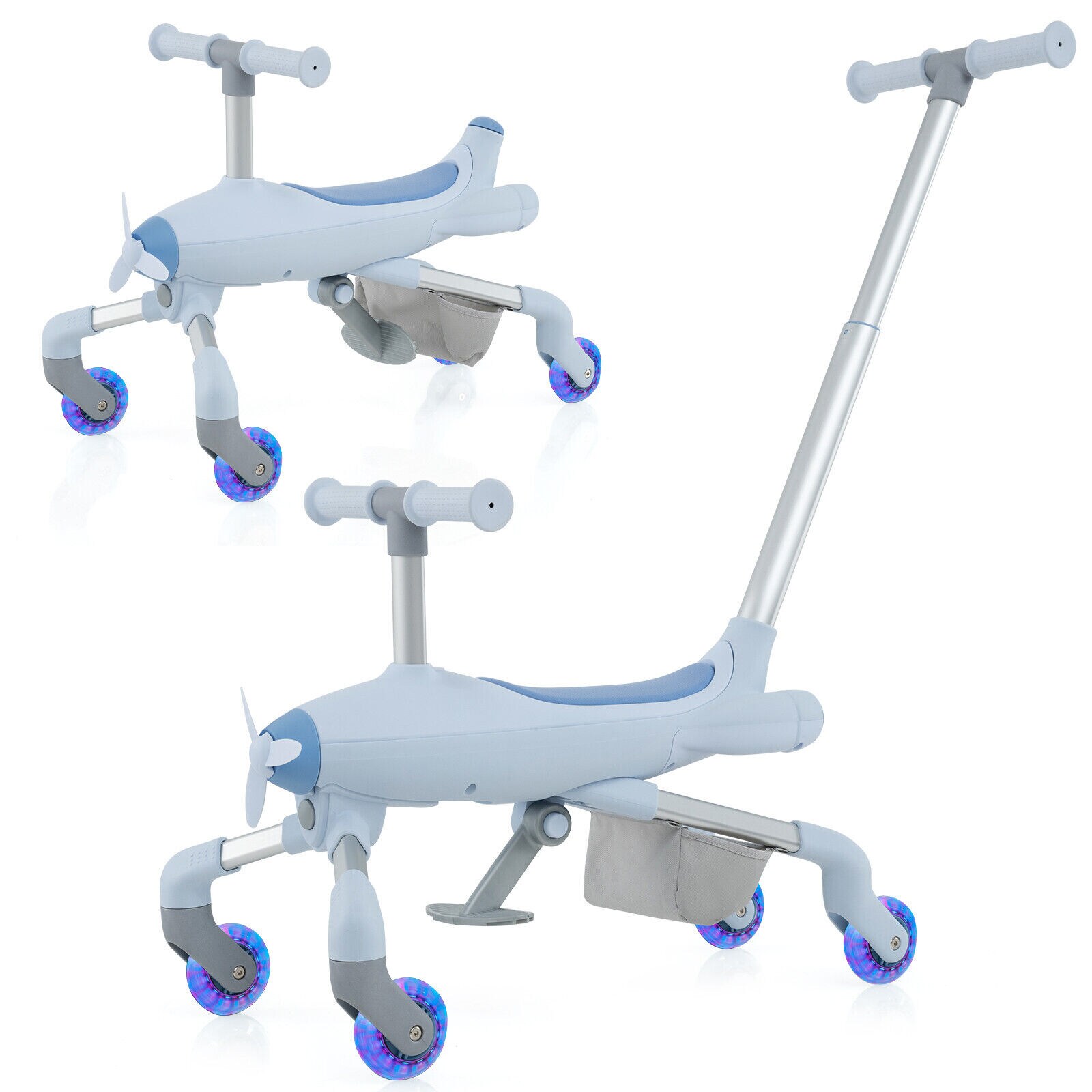 COSTWAY 2-in-1 Kids Ride-on Push Car Plane-Themed Blue - Tesco Groceries