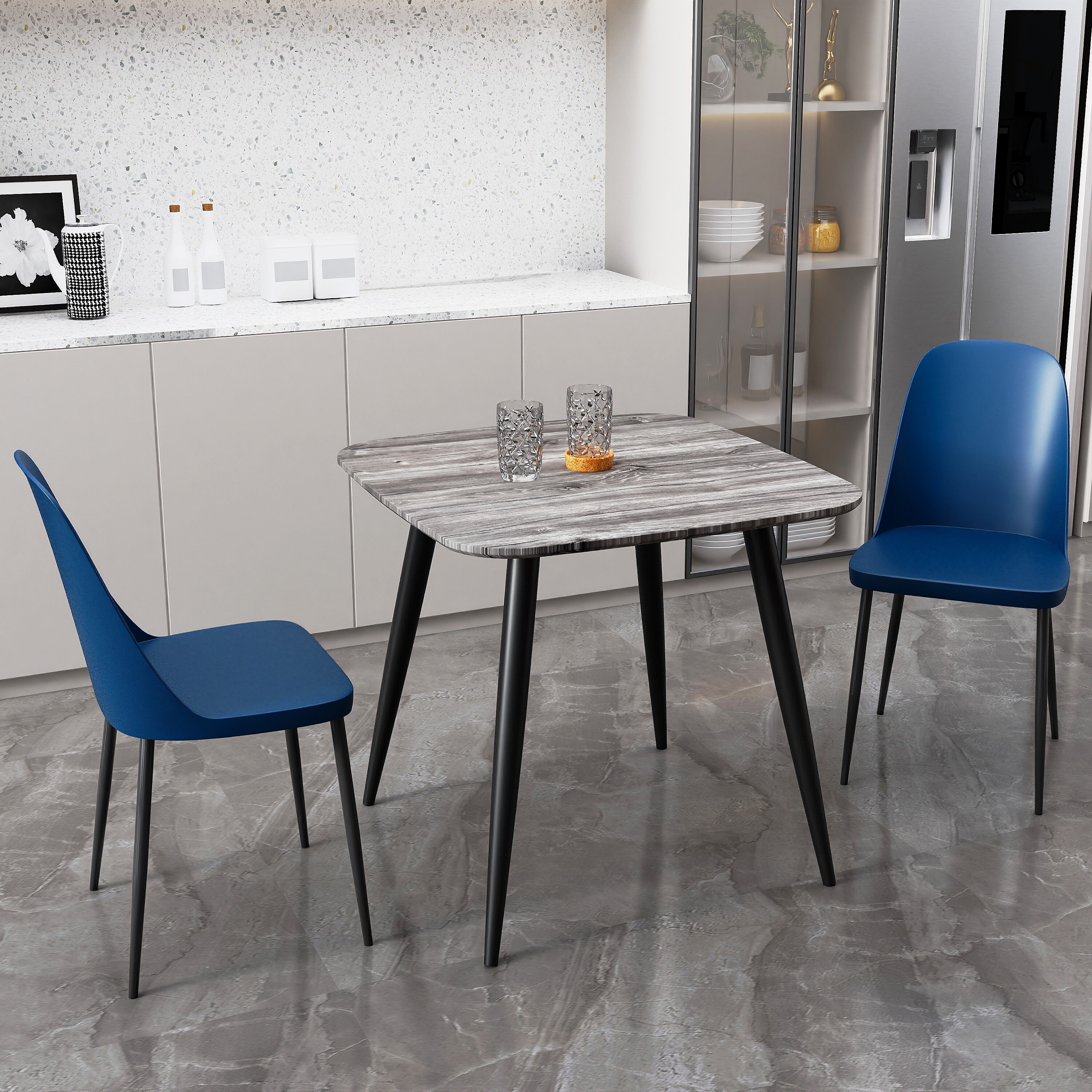 Aspen Grey Oak Effect 80cm Square Dining Table with 2 Moulded Duo ...