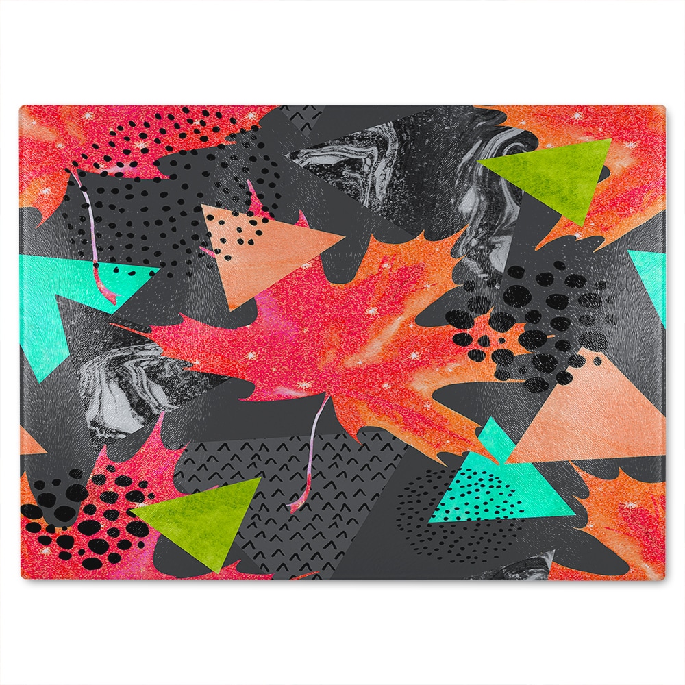 Maple Leaf Geometrics Glass Chopping Board | Multi - Tesco Groceries