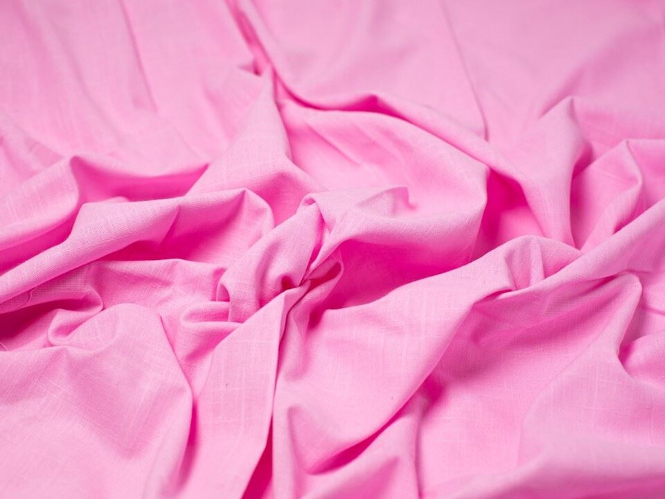 Minerva Core Range Pink Linen Look Textured Cotton Fabric for ...