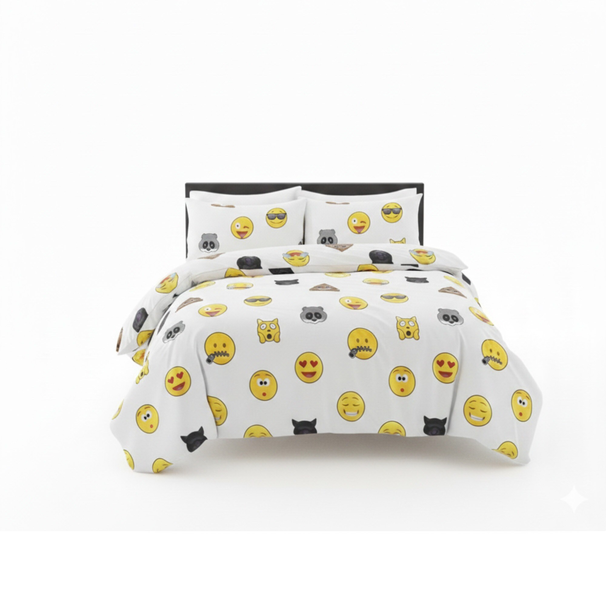 Emoji Print Duvet Cover Set Cool Playful Bedding with Pillowcases ...