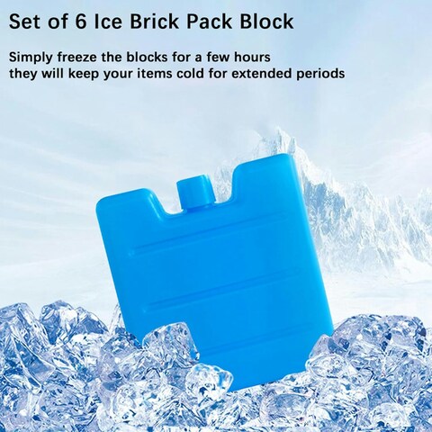 6 Pack Freezer Blocks Mini Ice Brick Pack Cool Box Reusable Travel ...