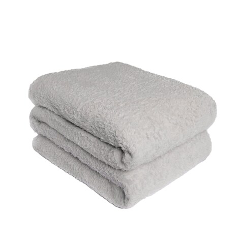 OHS Soft Teddy Fleece Blanket Throw, 125x150cm - Silver - Tesco Groceries