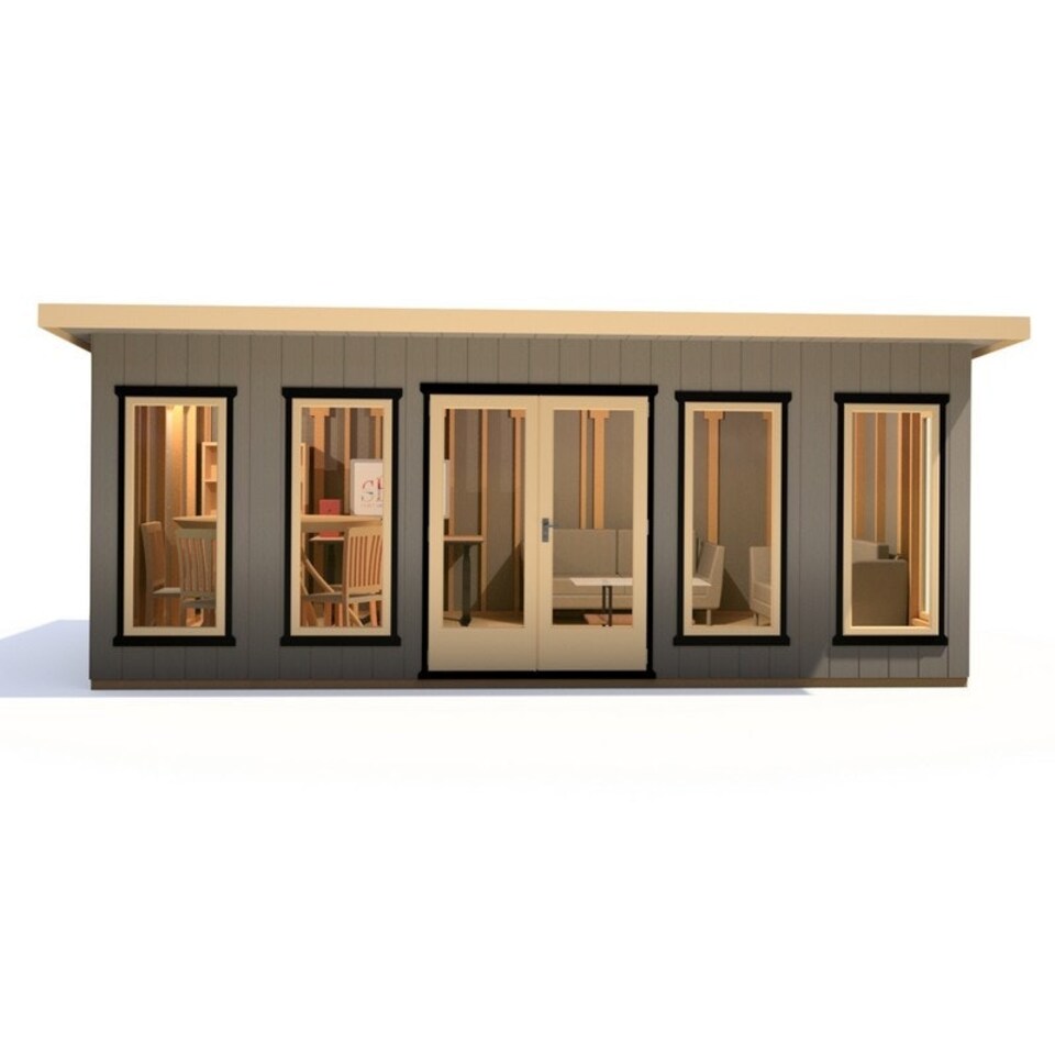 Cali 20 x 12 Feet Pent 1 Garden Office - OSB/MDF - L456 x W616.7 x H246 ...