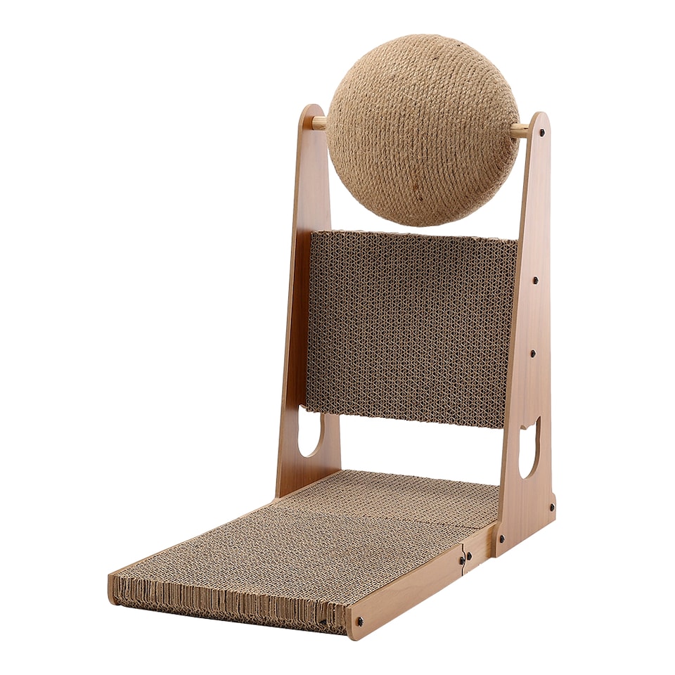 Living and Home L-Shaped Cat Scratcher with Cat Scratching Ball | Brown ...