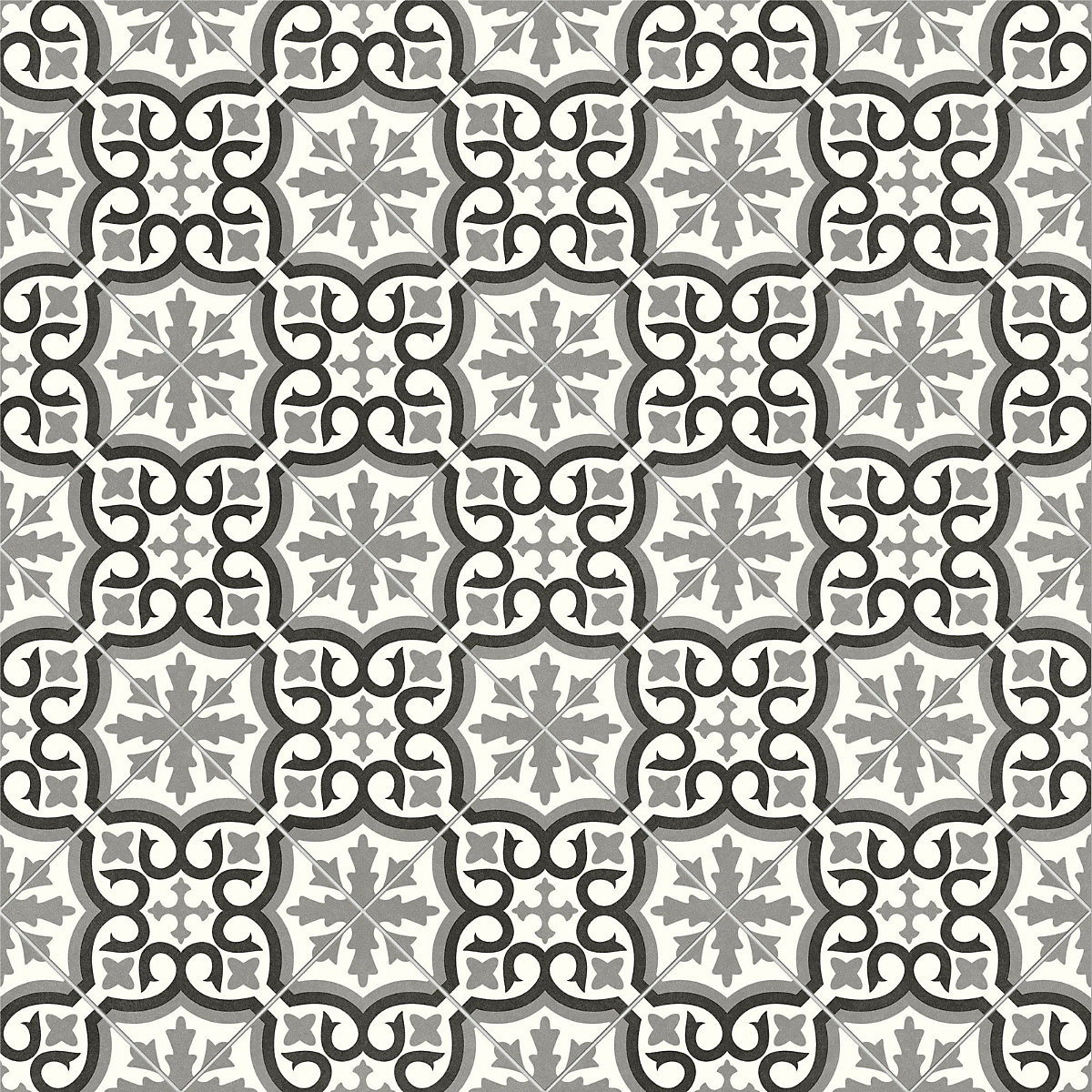 Black White Designer Effect Vinyl Flooring For Kitchen, Bathroom, 2.6mm ...