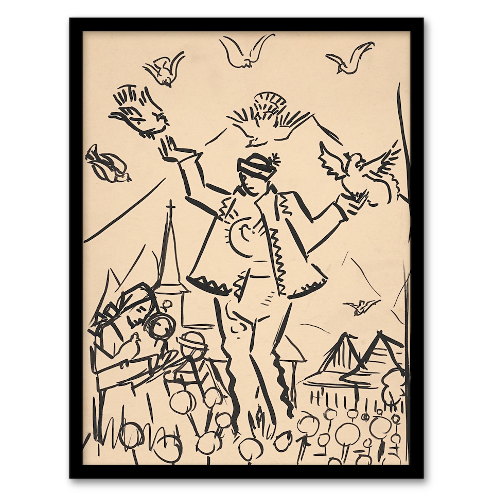 Study for Joy Family Ink Drawing Kubincan Framed Wall Art Print 12X16 ...