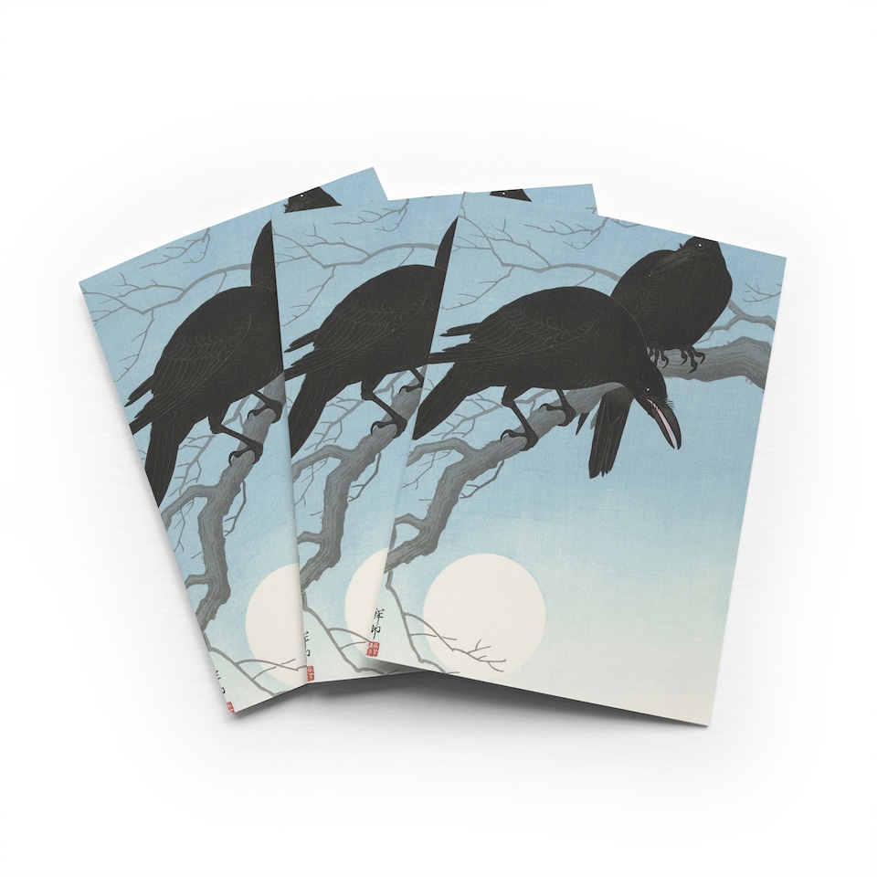 Ohara Koson Two Crows Greeting Card Japanese Woodcut Any Occasion Set ...
