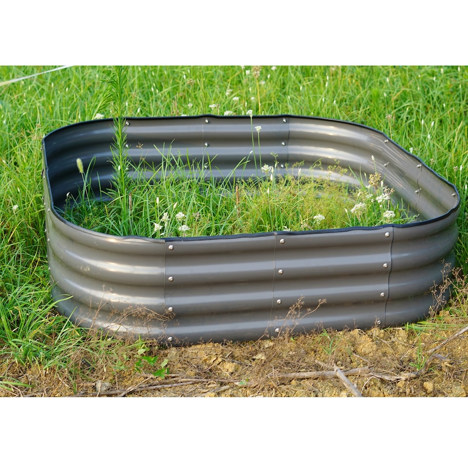 Gr8 Garden Garden Outdoor Raised Bed Planter Square Grey Steel Trough ...