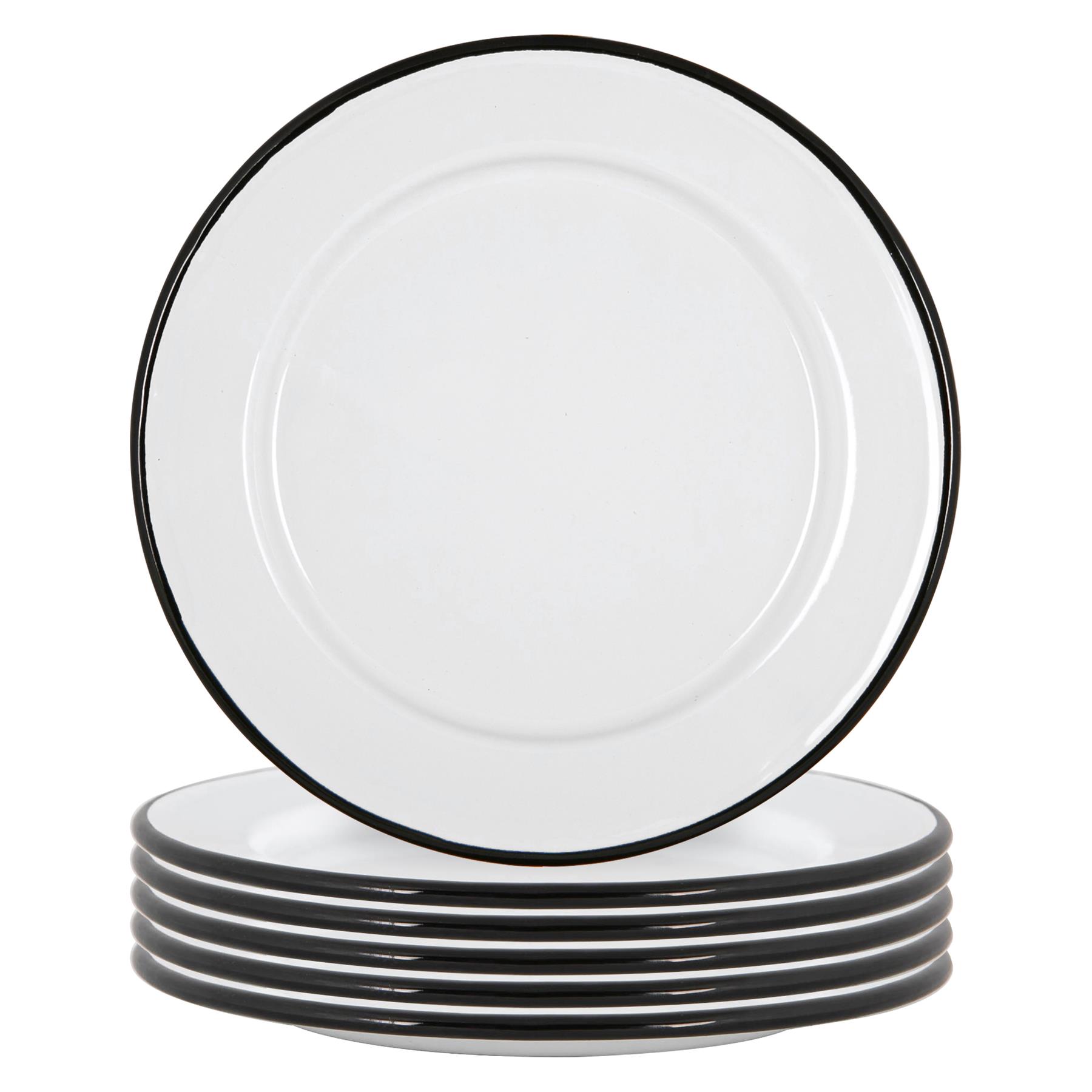 Argon Tableware 20cm Enamel Side Plates - Coloured Rim - Set of 6 ...