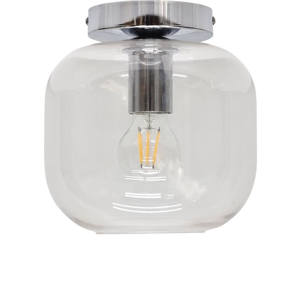 Bletch - Clear Glass Chrome Ceiling Light Fitting - Tesco Groceries