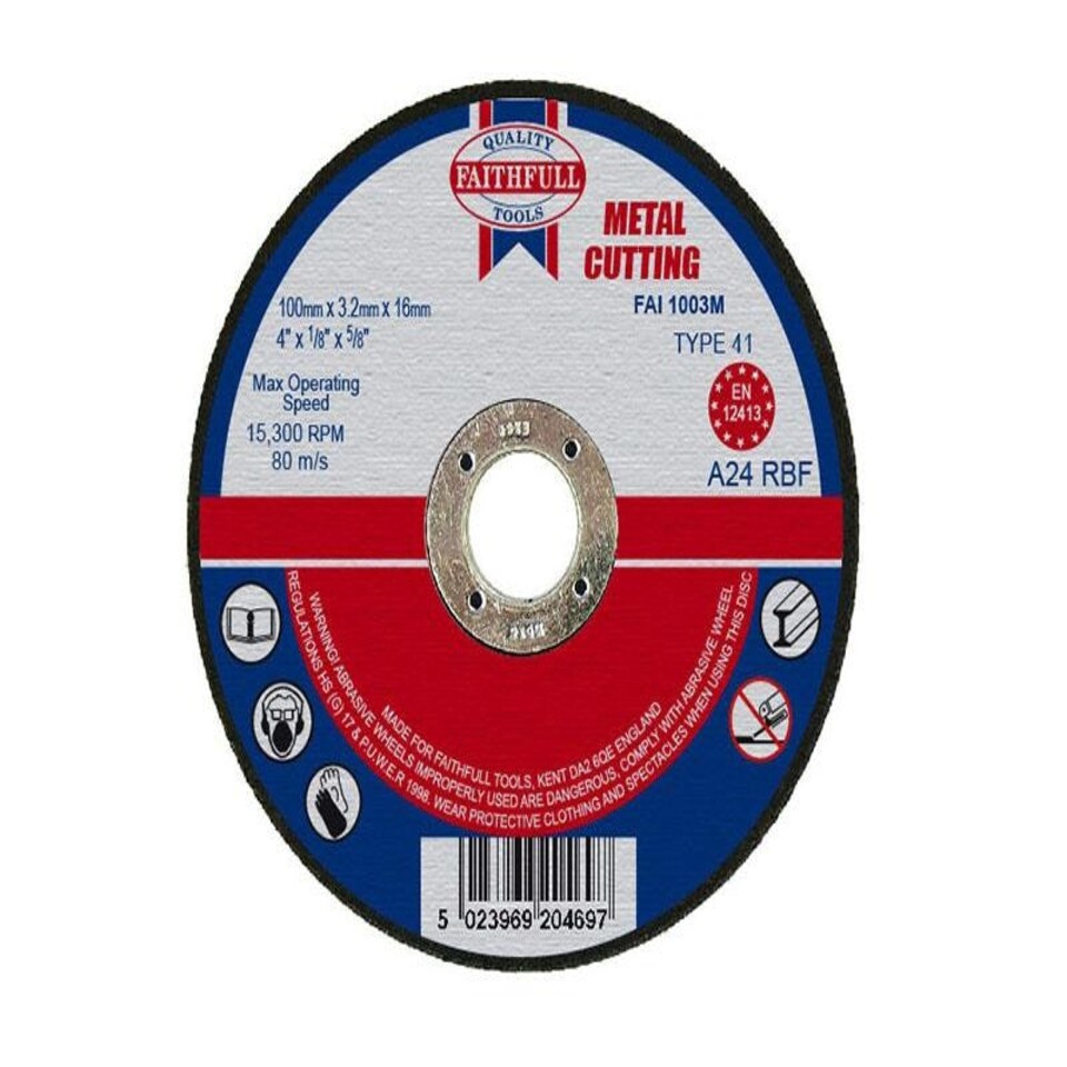 Faithfull Metal Cut Off Disc 100 X 3.2 X 16Mm - Tesco Groceries