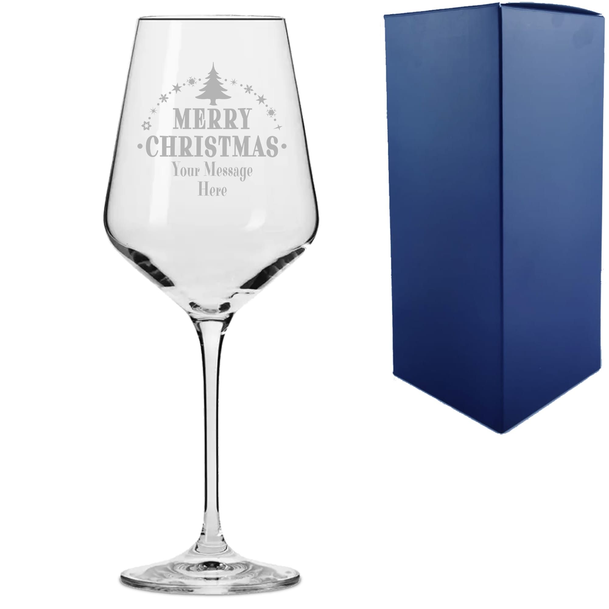 Personalised Merry Christmas Tree Design 390ml Crystal Wine Glass ...