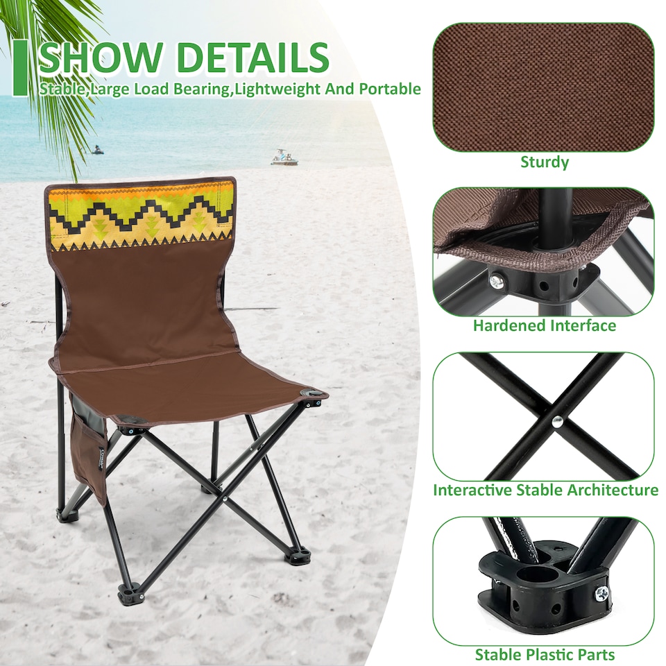 3PC Camping Table & Folding Chair Set Outdoor Fishing Seats with Cup ...