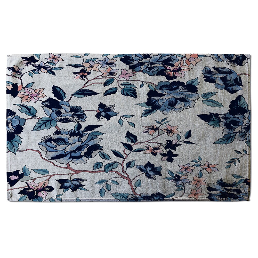 Blue Flower Illustrations Soft Bath Towel | Multi - Tesco Groceries