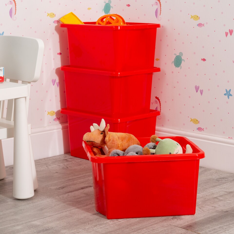 Wham Stack & Store 4 x 30L Plastic Storage Boxes | Red | 4 - Tesco ...
