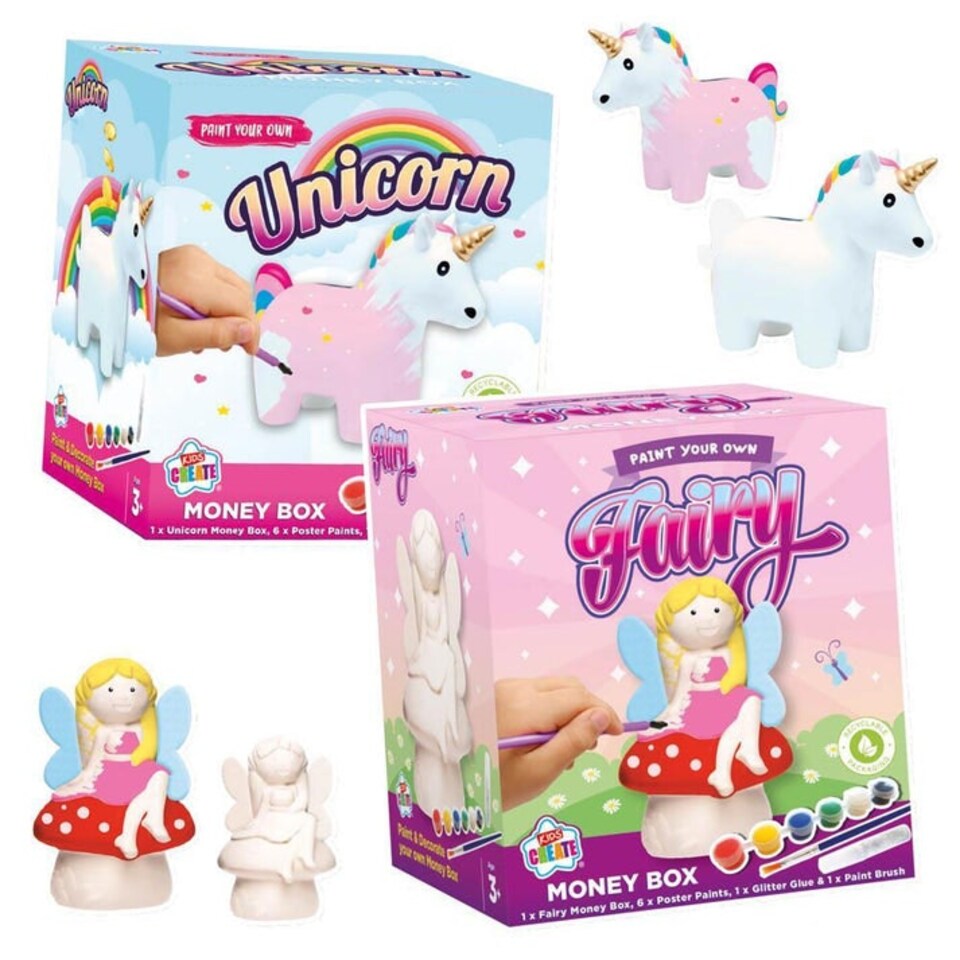 Kids Create Paint Your Own Money Box - Unicorn Or Fairy - Tesco Groceries