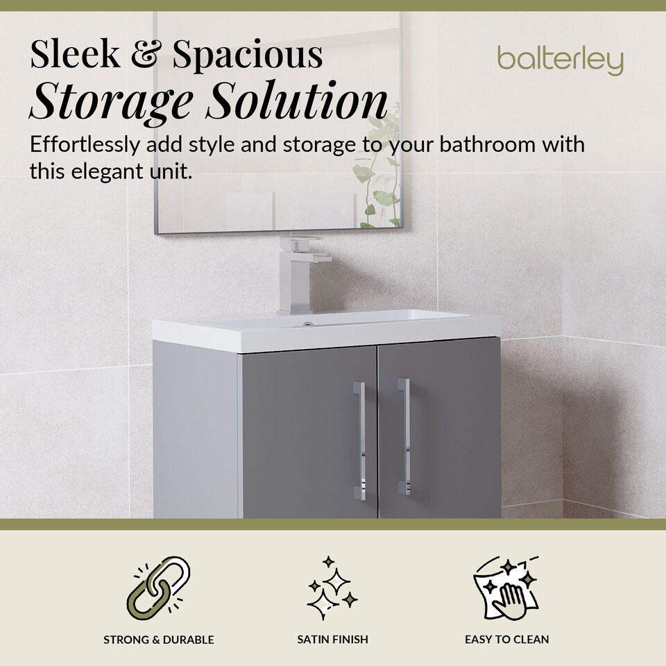 Balterley Level Compact Bathroom Cloakroom Vanity Basin Unit with ...