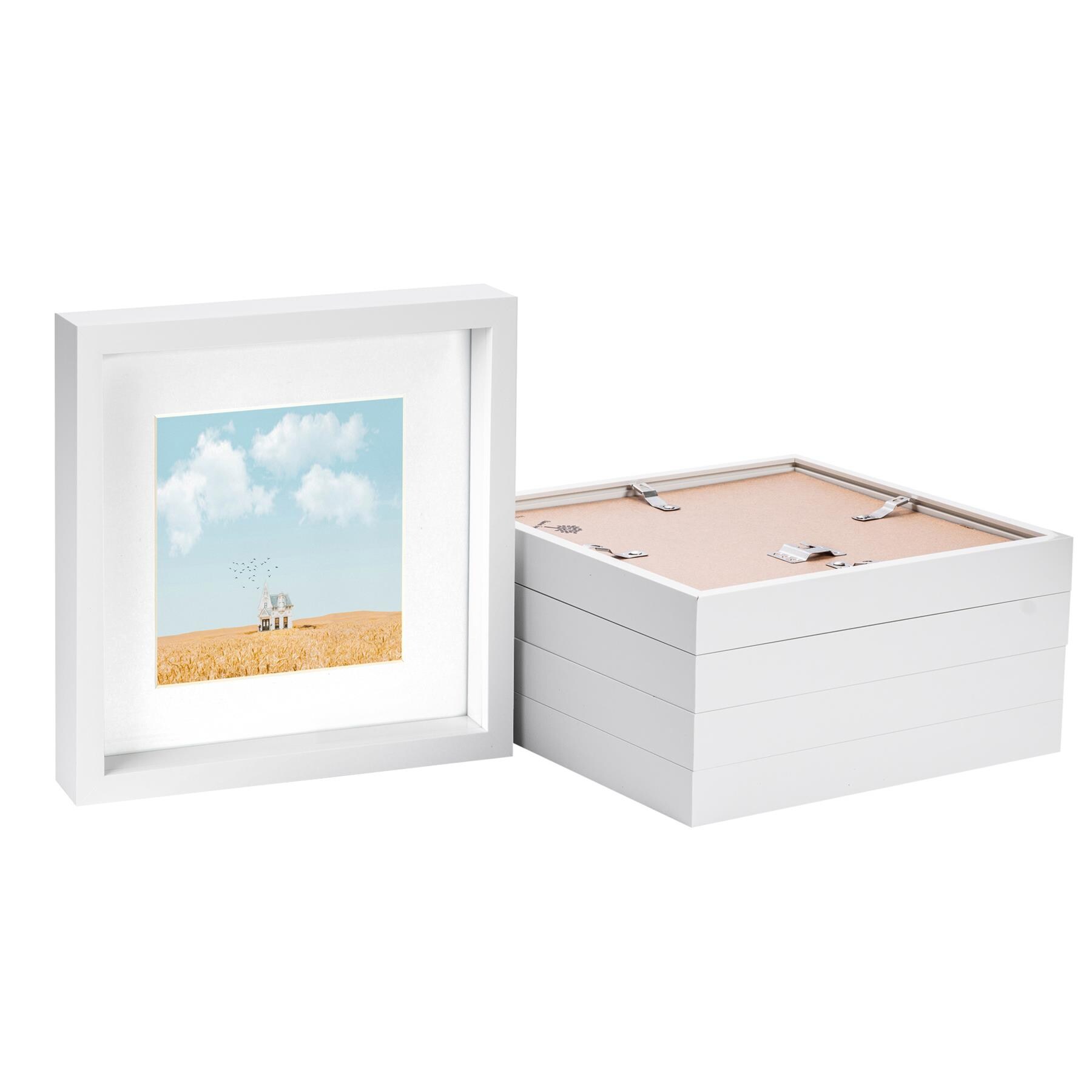 Nicola Spring 10 x 10" Photo Frames - White Mount 3D Photo Frame ...