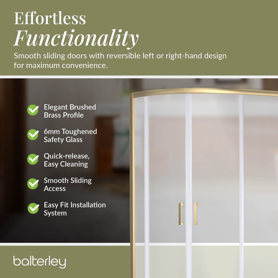 Offset Quadrant Shower Enclosure 1900 x 1200 x 900mm Brushed Brass ...