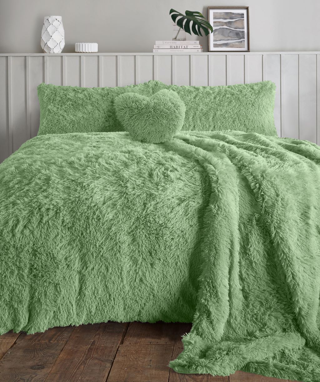 Homes Linen Alaska Cuddles Teddy Bear Fleece Sage Green Duvet Cover ...