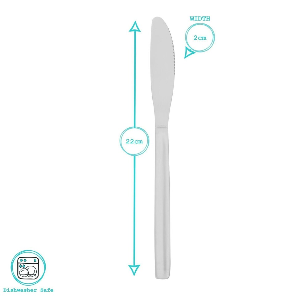 Argon Tableware Economy Stainless Steel Dinner Knives - 22cm - Pack of ...