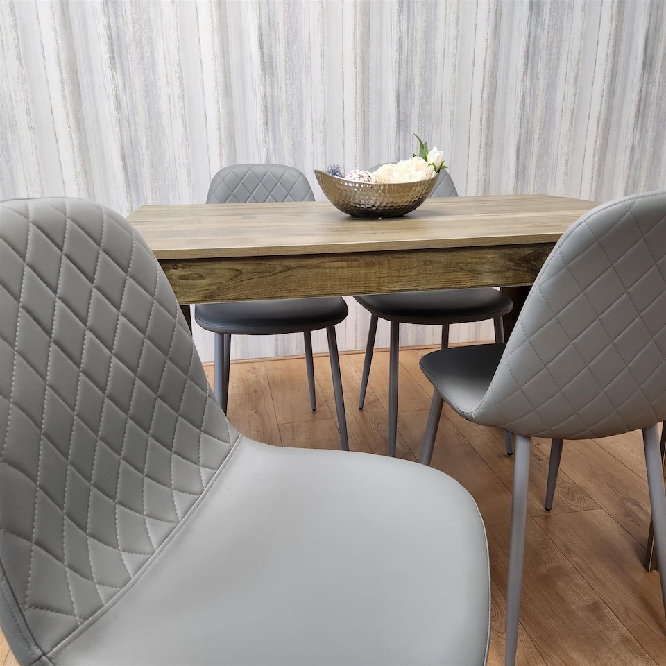 Kosy Koala Modern Dining Table Set With 4 Grey Gem Pattern Chairs ...