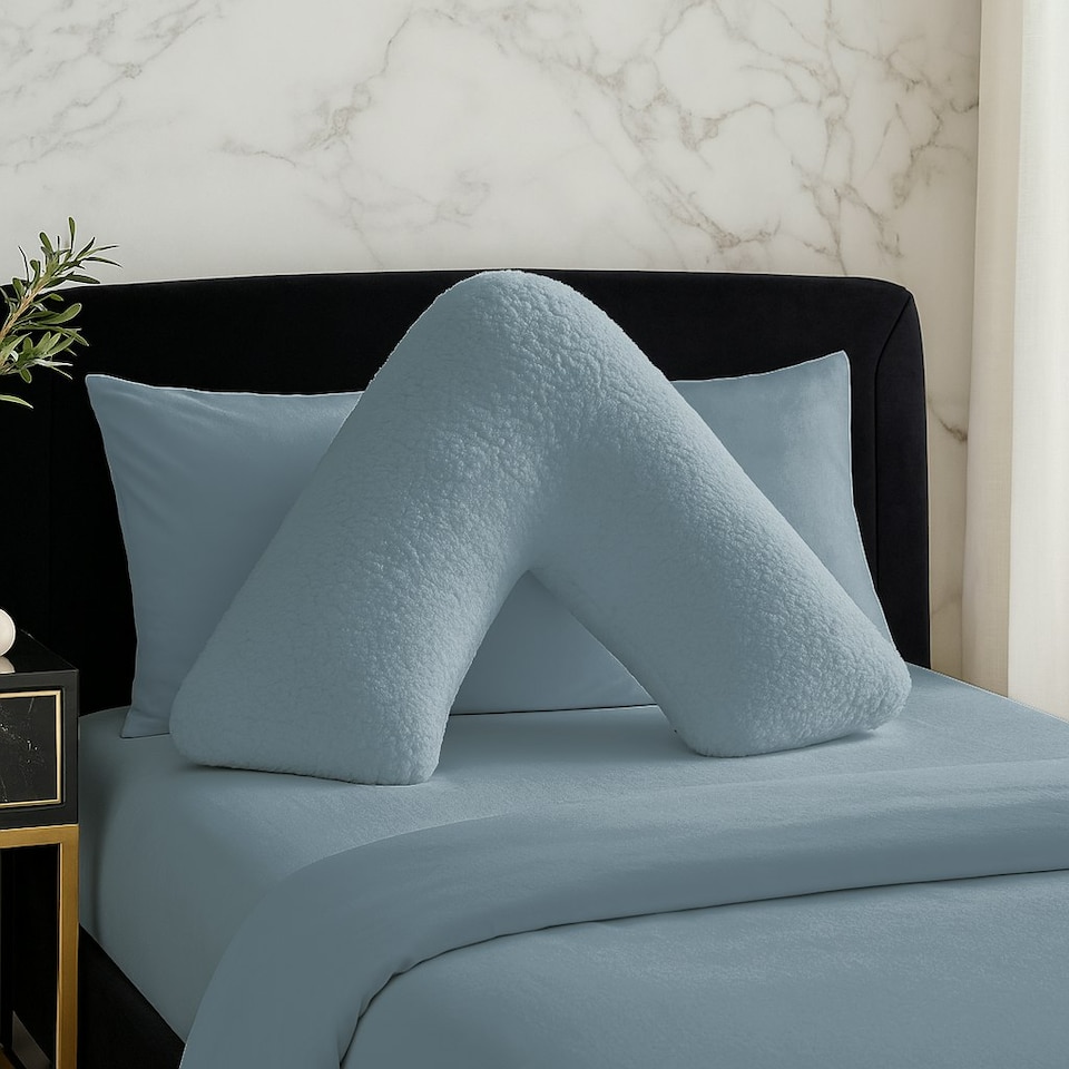 Teddy Bear Fleece Super Soft Cosy V Shape Pillowcase Blue | Blue ...