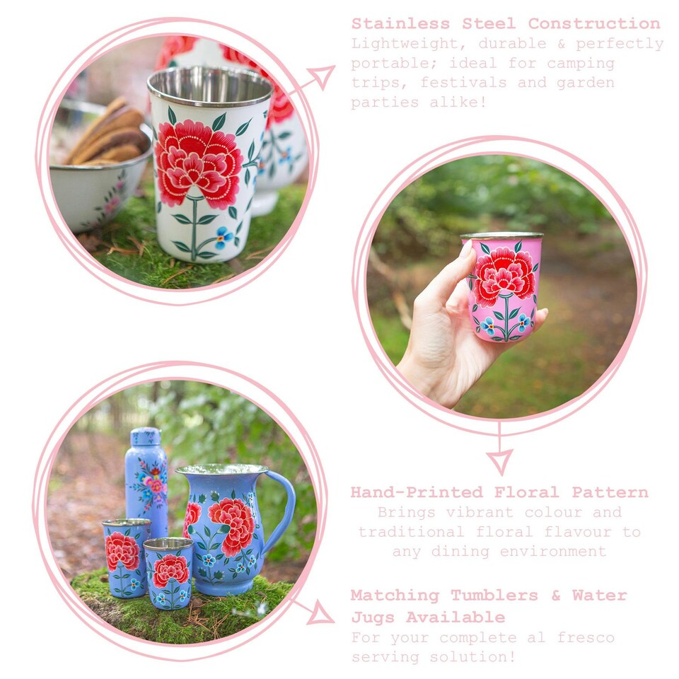 BillyCan Hand-Painted Picnic Cup - 300ml - Raspberry Peony - Tesco ...