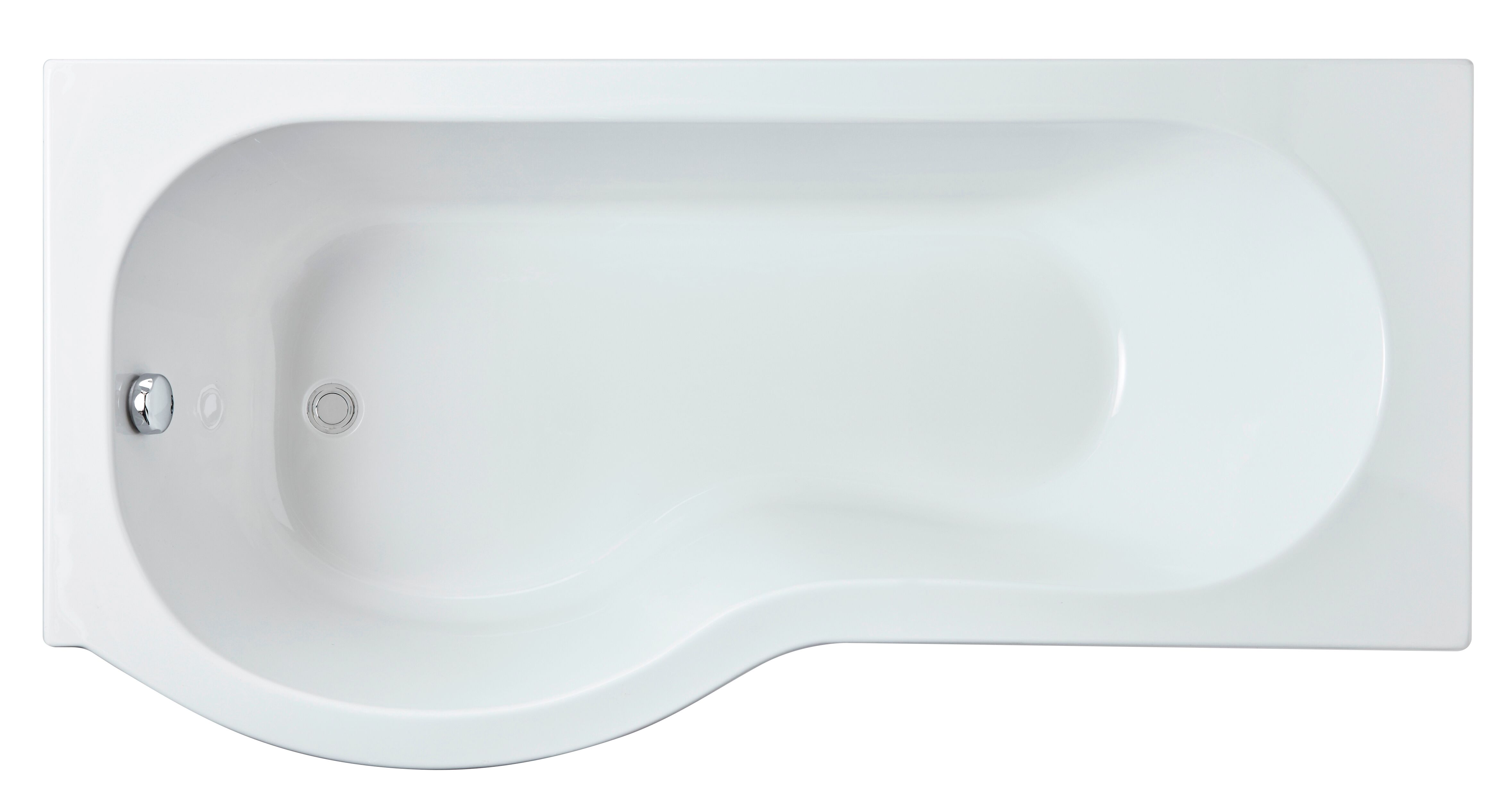Balterley Modern P Shape Left Hand Shower Bath Tub with Leg Set | White ...