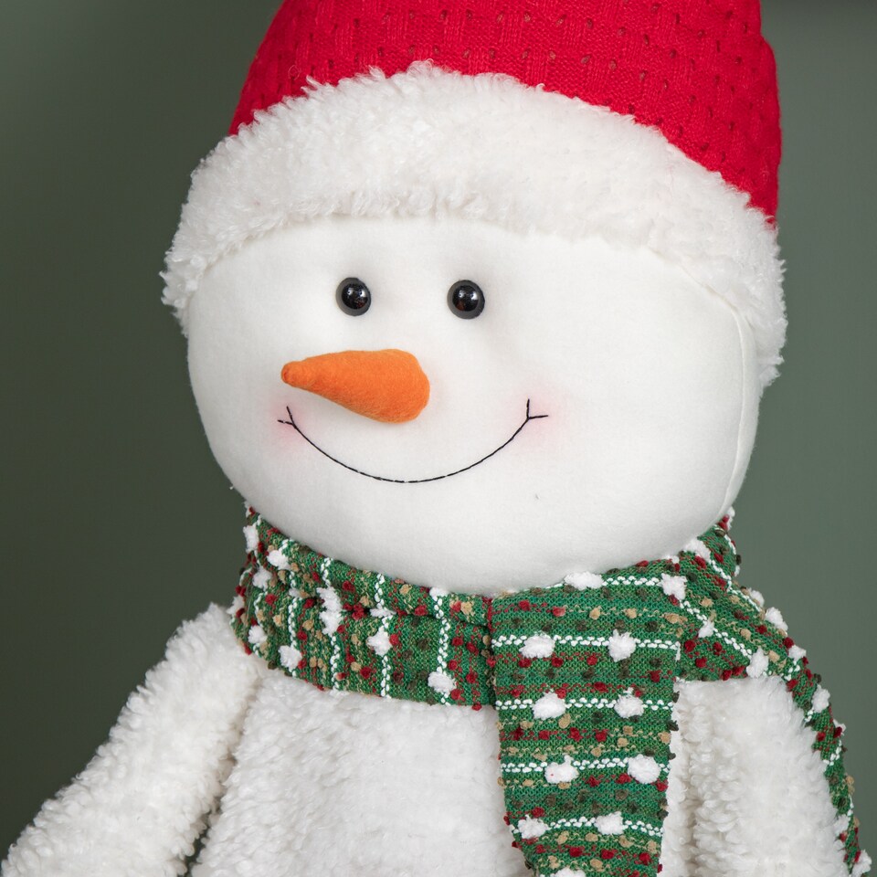 1.8m Tall Extendable Plush Snowman Decoration with Telescopic Legs ...
