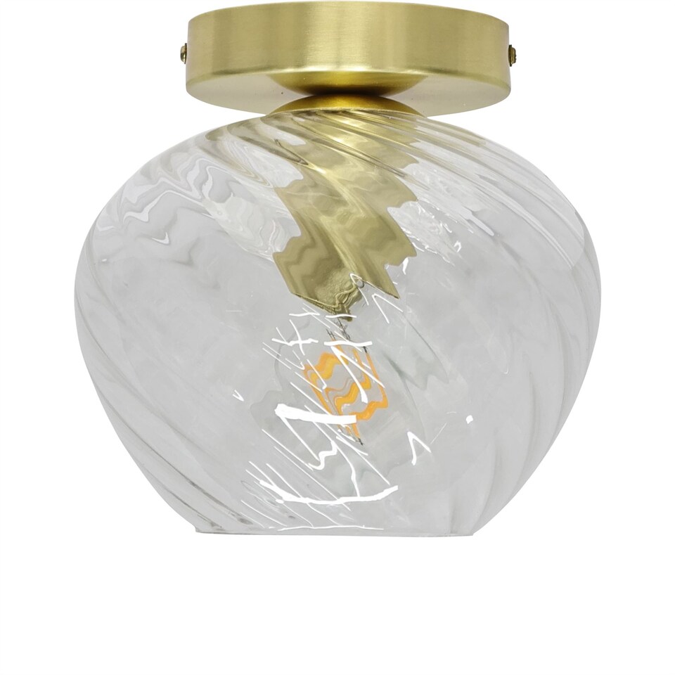 Bradson - Clear Swirl Glass Satin Brass Ceiling Light Fitting - Tesco ...