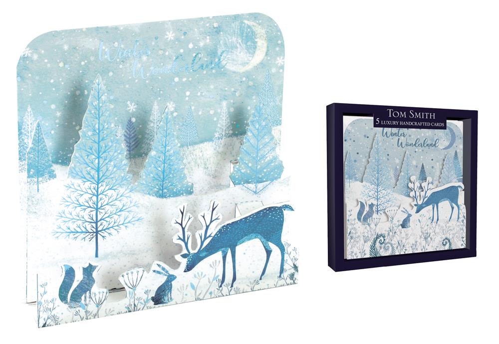 Pack of 5 Handcrafted Winter Scene Design Christmas Greeeting Cards ...