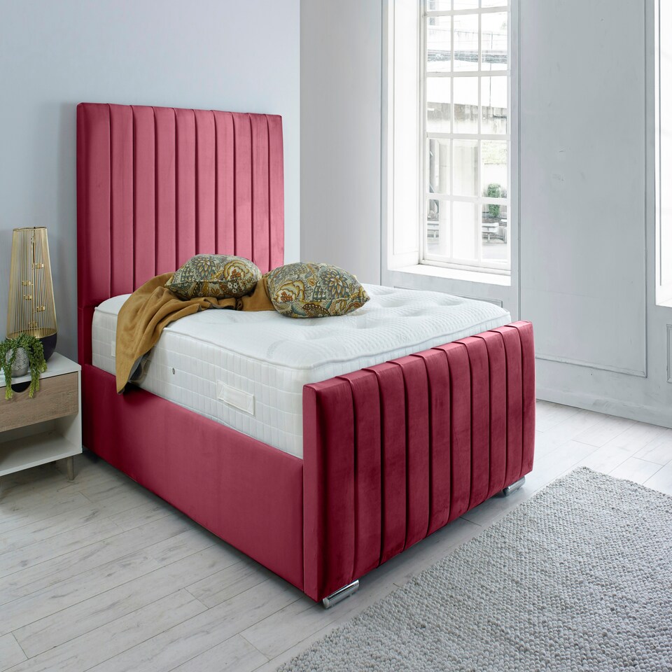 Sancia Plush Double Bed Frame - Maroon - Tesco Groceries