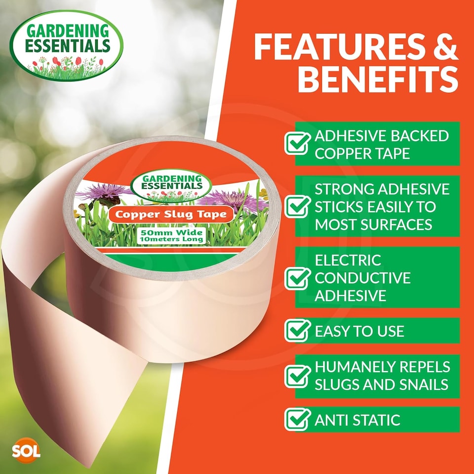 2pk Copper Slug Tape 10m x 50mm – Weatherproof Humane Snail & Slug ...