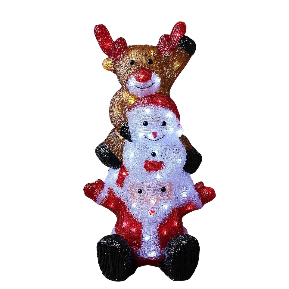 60cm Indoor Outdoor Santa Snowman Reindeer Tower With 60 Ice White LEDs ...