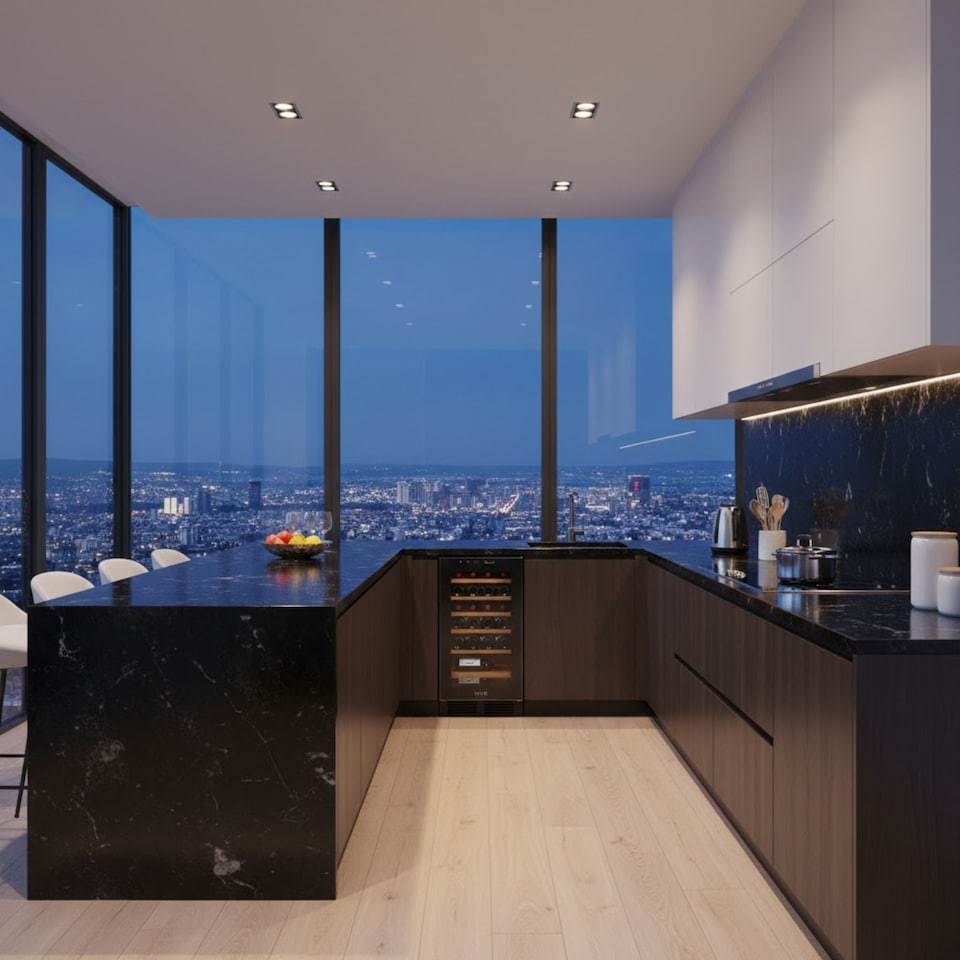 HYE 88L Wine Cooler 28 Bottles, 43cm, Touch Controls, LED Lights, Black ...