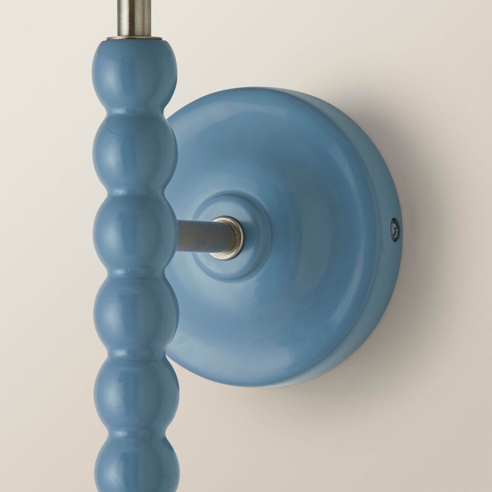 ValueLights Bobbin Blue Wall Light with Green Trim Scallop Shade | Blue ...