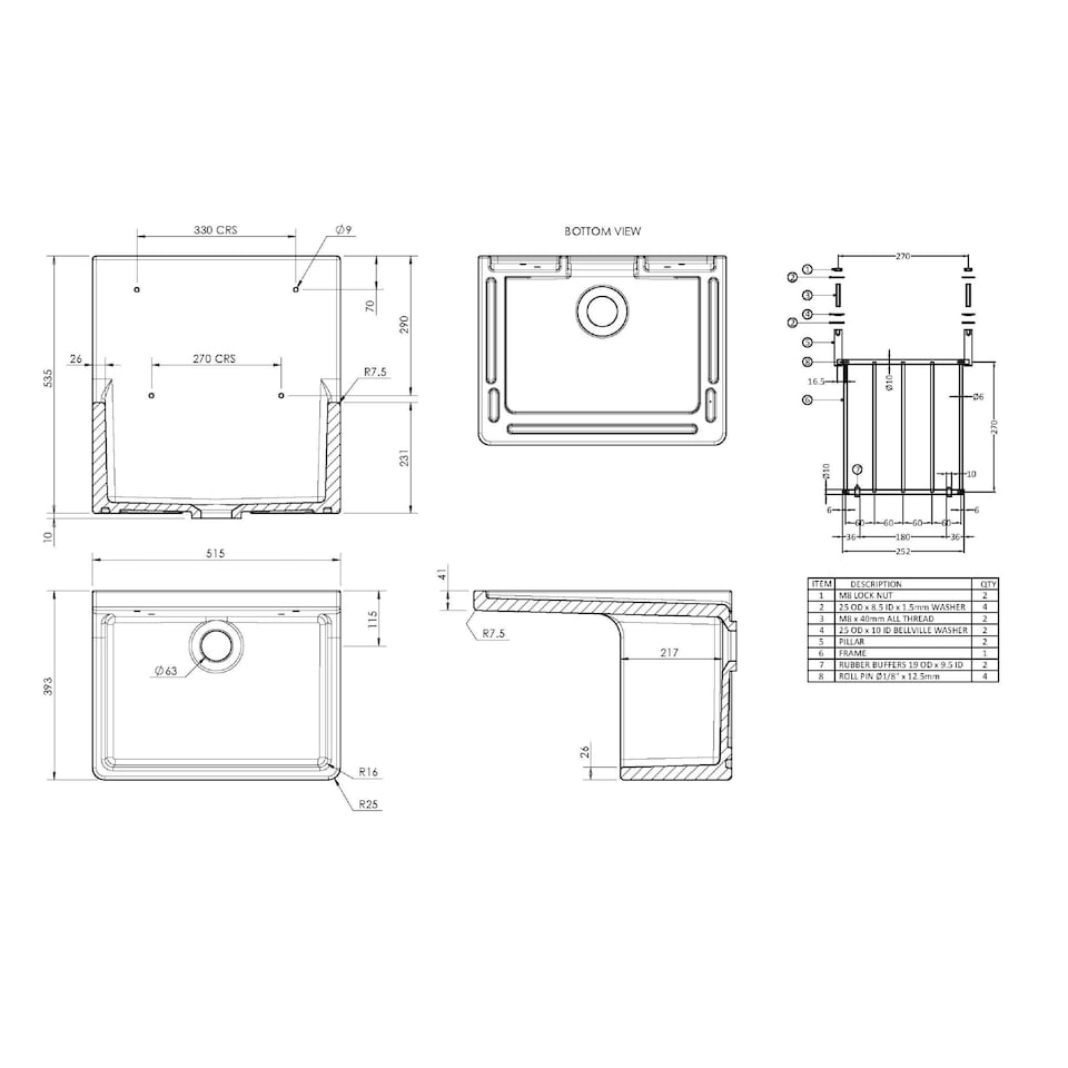 Balterley Traditional Fireclay Cleaner Sink with Waste and Legs | White ...