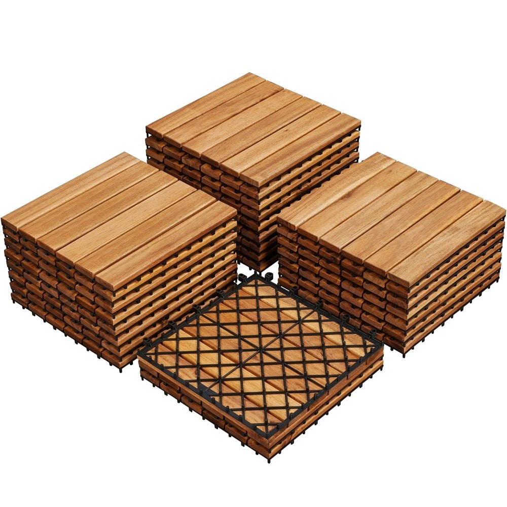 Yaheetech Pack of 27 Wood Flooring Tiles | Brown - Tesco Groceries