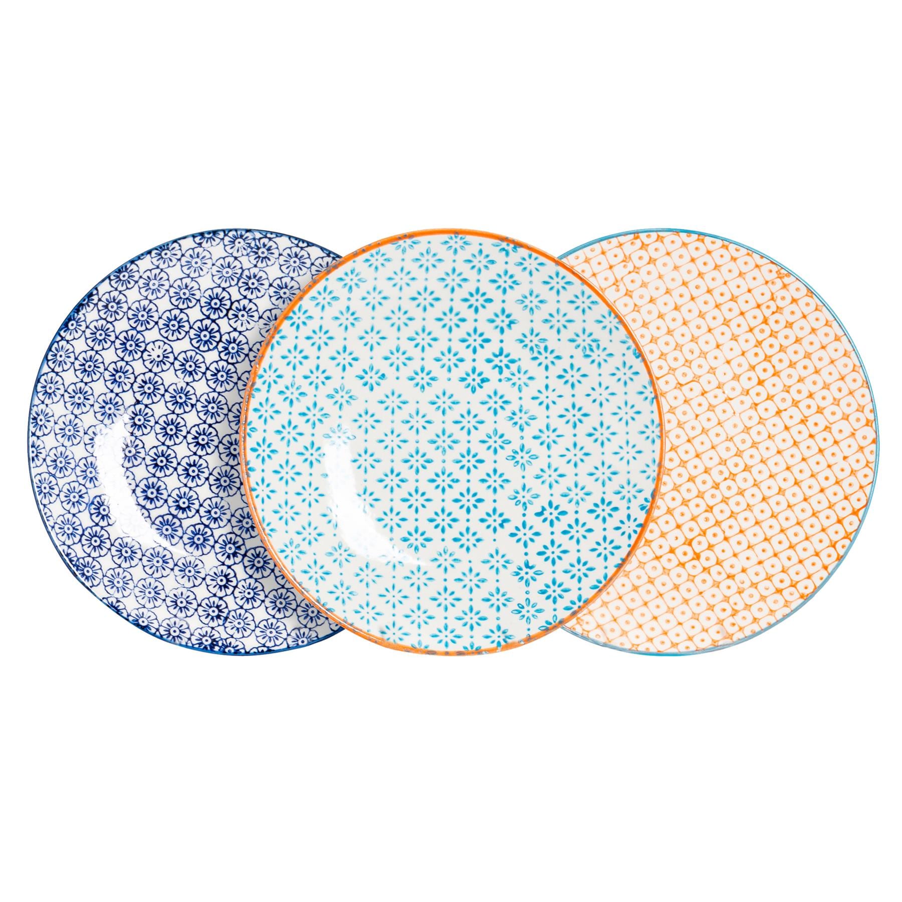 Nicola Spring Hand-Printed Side Plates - 18cm - 3 Colours - Pack of 6 ...
