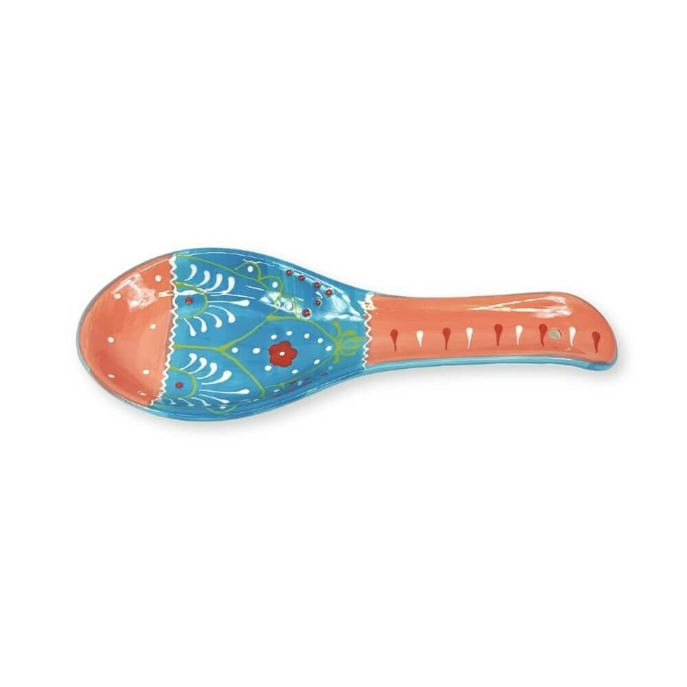 Verano Spanish Ceramics Classic Spanish Spoon Rest - 26cm Blue/Pink ...