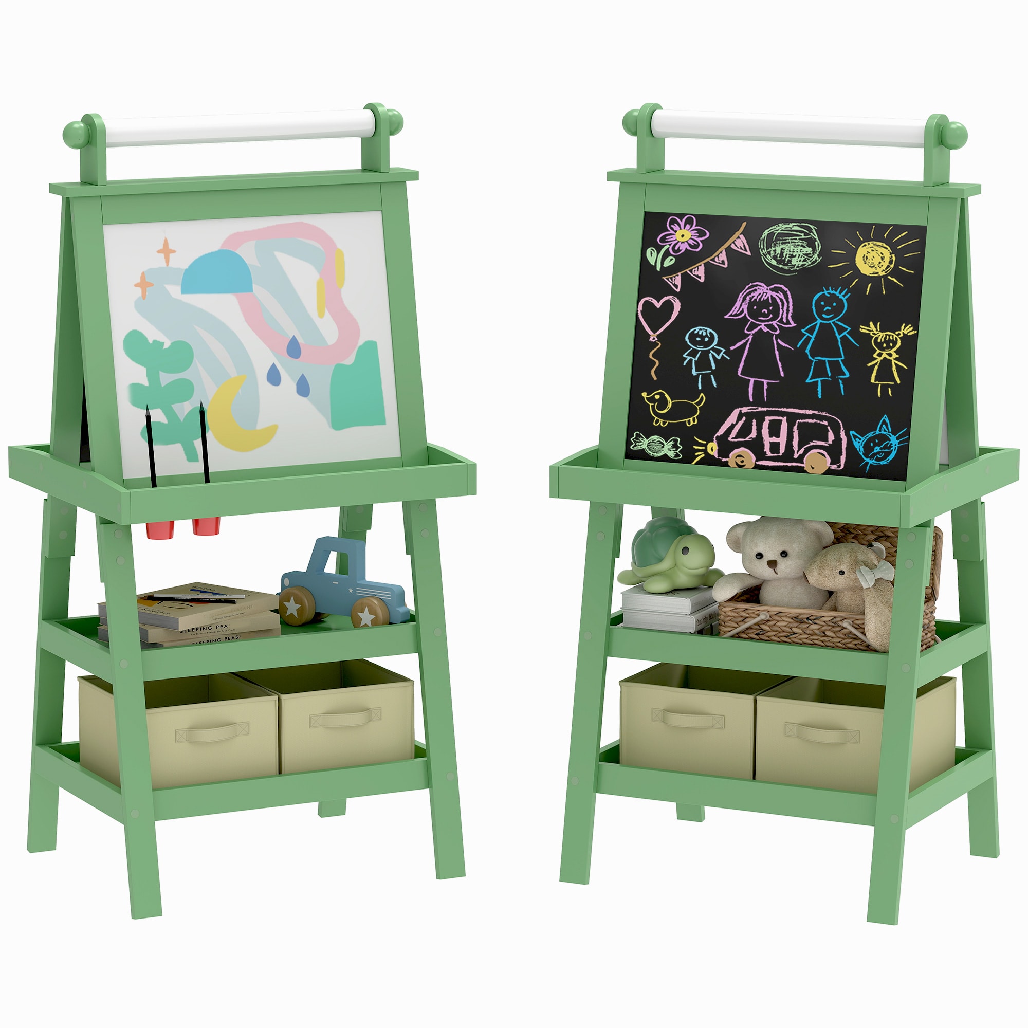 AIYAPLAY Art Easel for Kids with Paper Roll, 3 in 1 Kids Easel Double ...