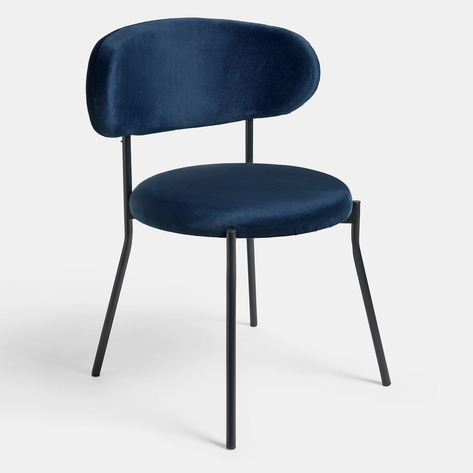 OHS Matte Velvet Accent Dining Chair Padded Seat with Metal Legs | Blue ...