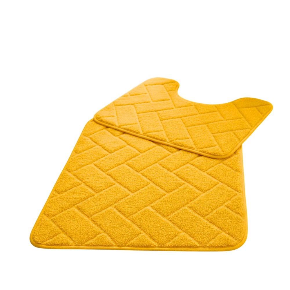 Memory Foam BLOCKS Bath Mat Set Ochre - Tesco Groceries