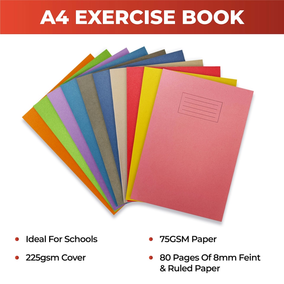Janrax A4 Grey 80 Page Feint Ruled with Margin Exercise Book WF Paper ...
